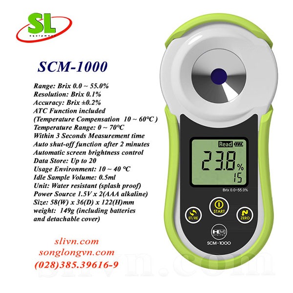 Máy đo độ ngọt (Brix) trái cây, máy đo độ brix SCM-1000, thang đo 0-55% ...