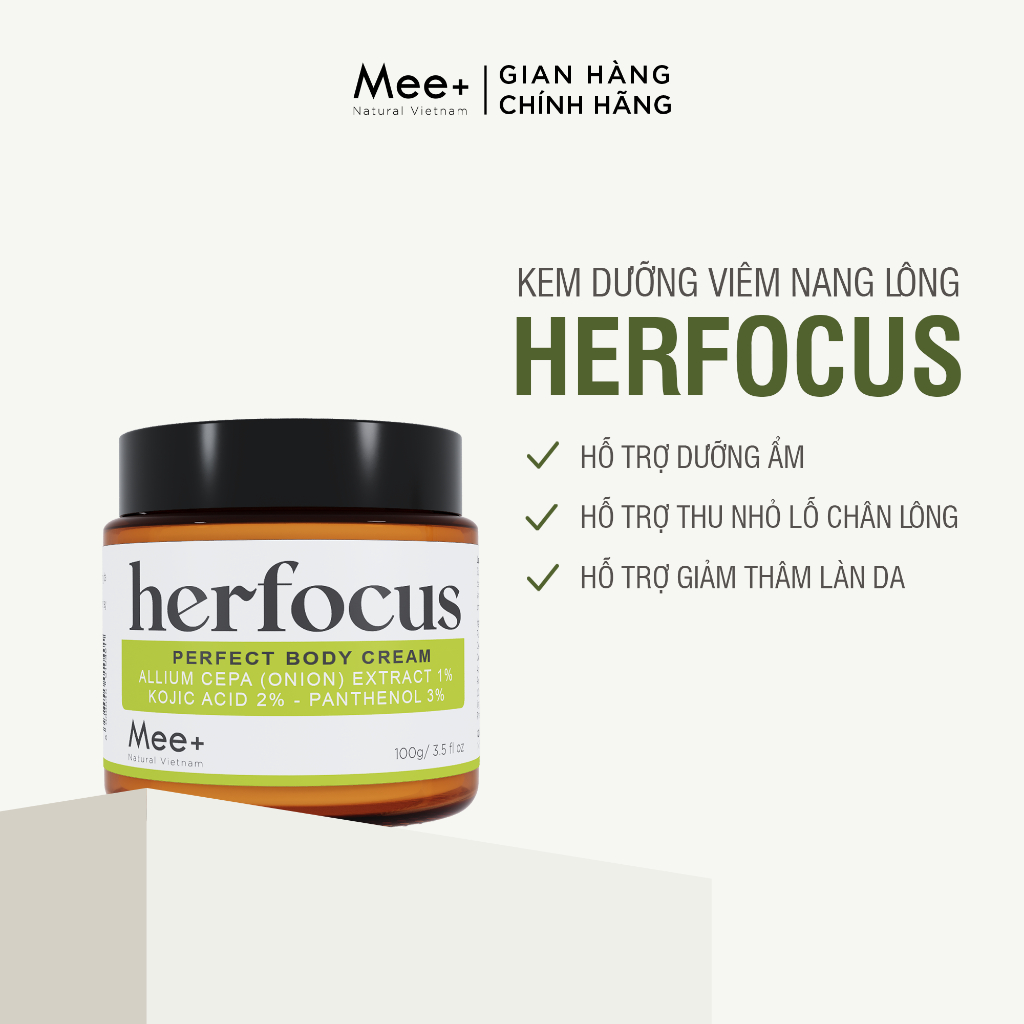 Kem dưỡng ẩm viêm nang lông HERFOCUS 100ml, hổ trợ thu nhỏ lỗ chân lông ...