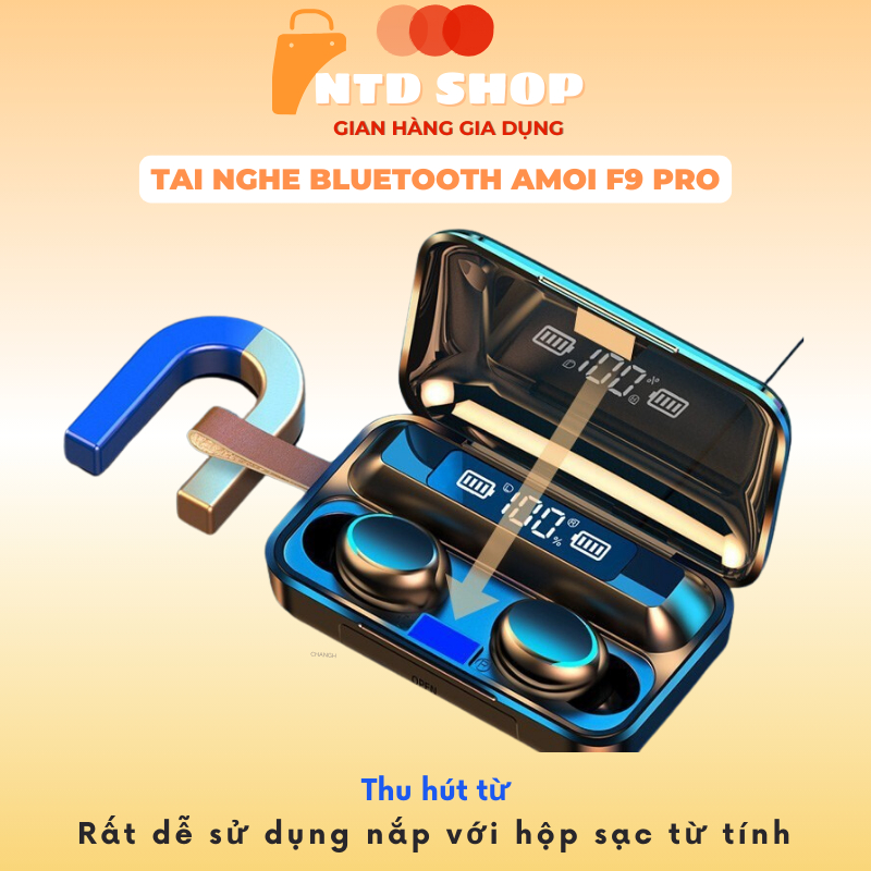 Tai nghe Bluetooth AMOI F9 PRO không dây bản QUỐC TẾ nút cảm ứng - chống nước IPX5 - chống ồn ...