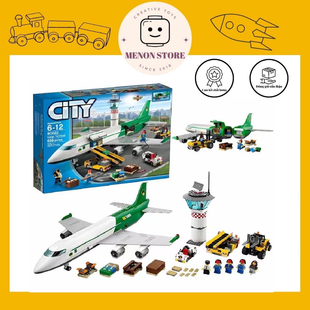 Đồ chơi lắp ráp 61003 C2022 Sân bay Thành phố Máy bay màu xanh lá - Xếp ...