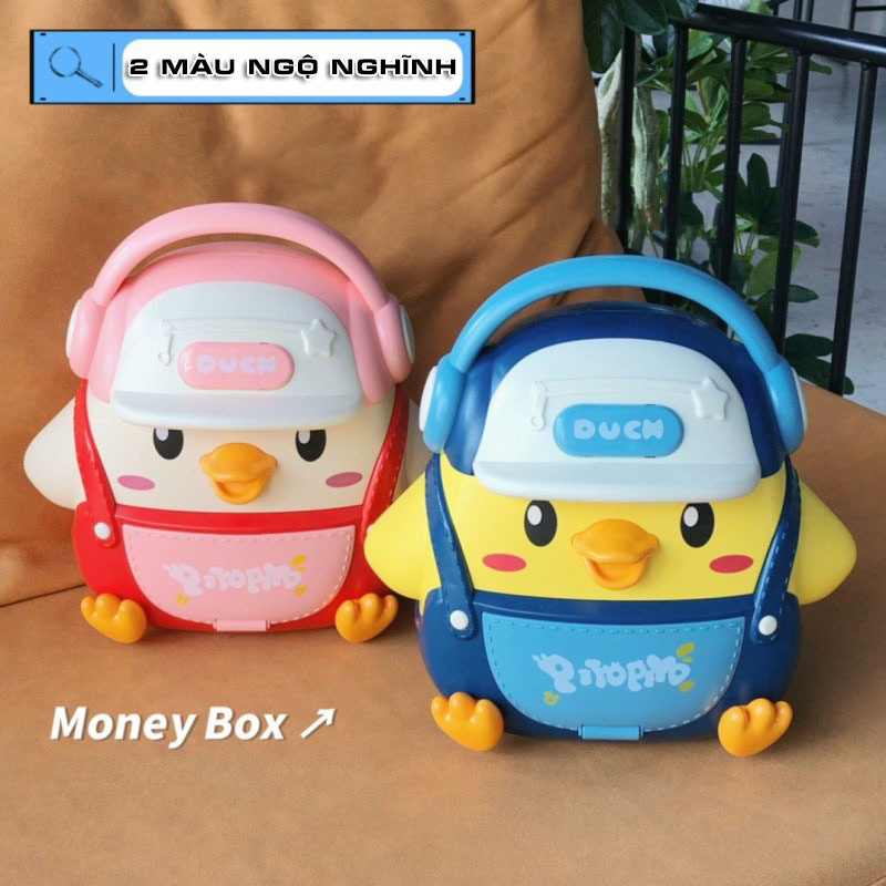 Máy ATM, Bộ dồ chơi balo két sắt vịt con, Heo baby có nhạc | Shopee ...