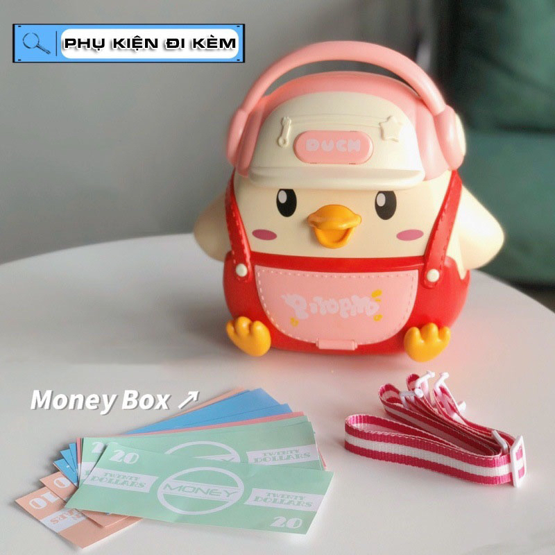Máy ATM, Bộ dồ chơi balo két sắt vịt con, Heo baby có nhạc | Shopee ...