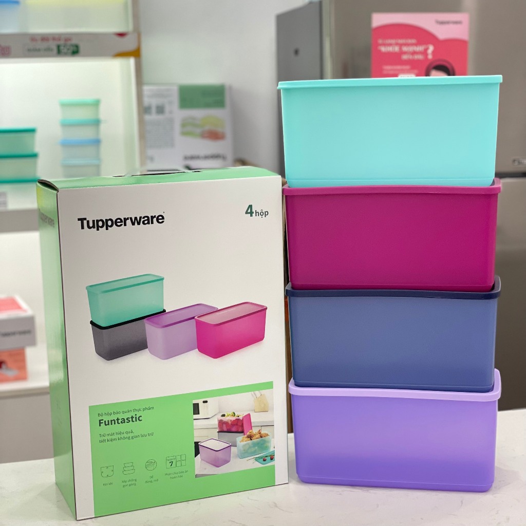 HÀNG CHÍNH HÃNG - Bộ Hộp Tupperware 4 hộp mát size to trữ rau củ quả (SALE SHOCK + FREE SHIP ...