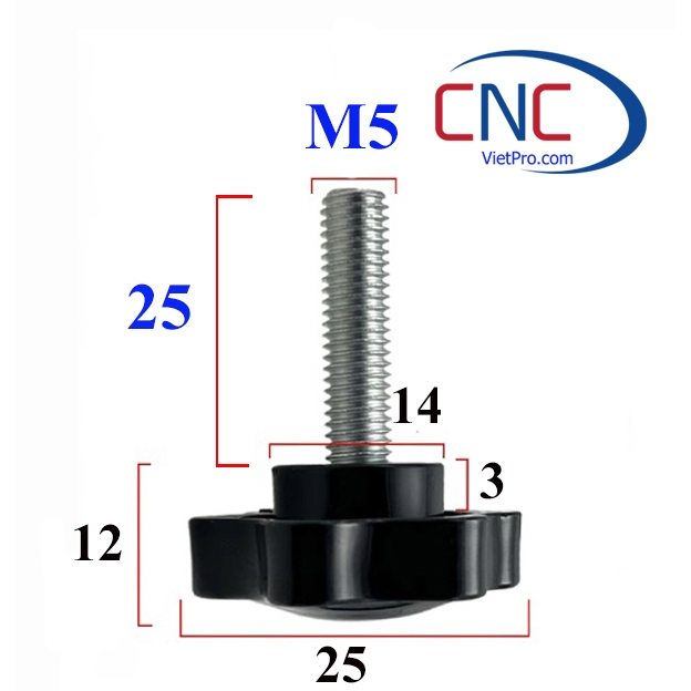 Núm vặn tay bông mai nhựa ren M4 M5 M6 M8 bằng inox núm nhựa bông mai ...