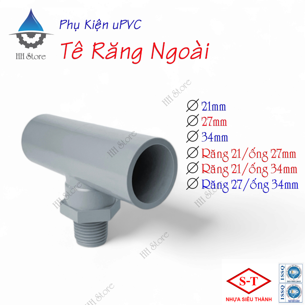 Tê Răng Ngoài, Tê Ren Ngoài phi 21, 27, 34, 21/27, 21/34, 27/34mm. Hàng Chính Hãng - Nhựa Siêu ...