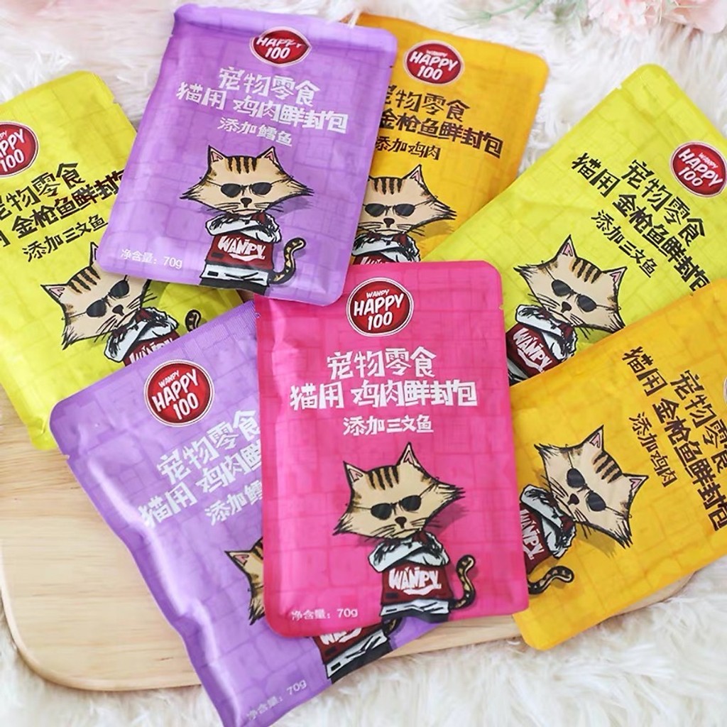 Pate mèo Wanpy happy 100 gói 70g, thức ăn cho mèo dạng súp | Shopee ...
