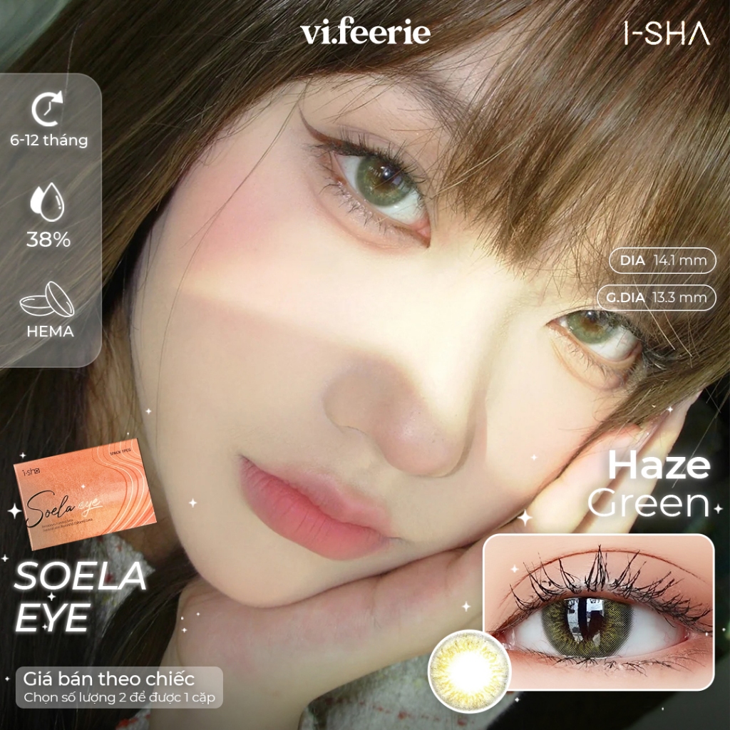 Kính áp tròng (lens) xanh lục ánh vàng SOELA EYE HAZE GREEN I-SHA Lens ...