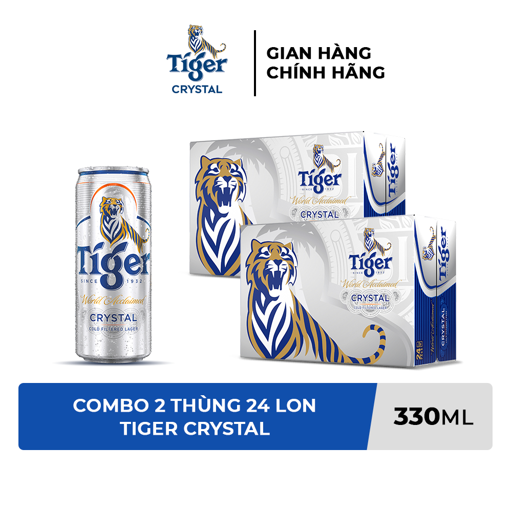 Nồng độ cồn 4.6% - Combo 2 Thùng 24 lon bia Tiger Crystal 330ml/lon | Shopee Việt Nam