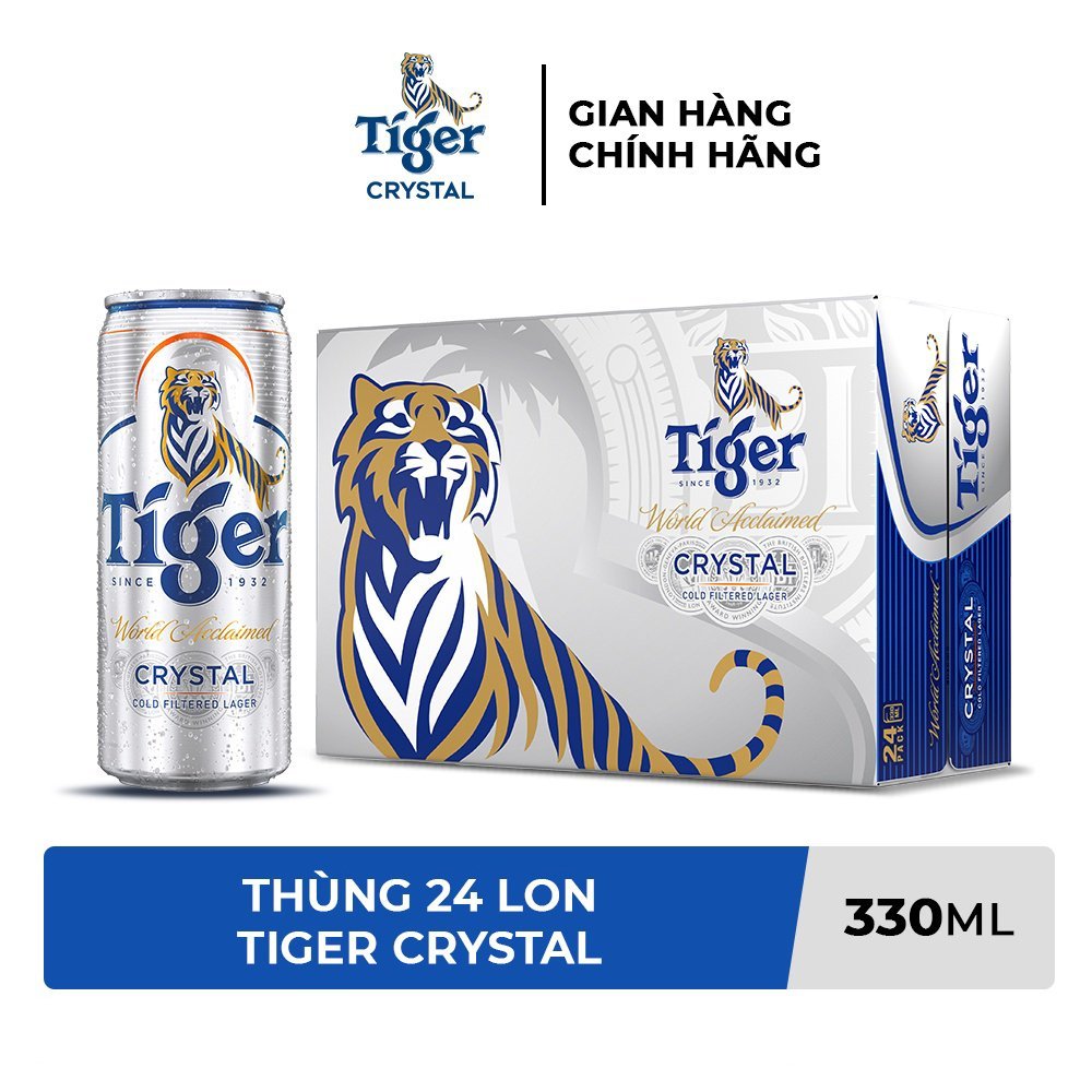 Nồng độ cồn 4.6% - Thùng 24 lon bia Tiger Crystal 330ml/lon | Shopee Việt Nam