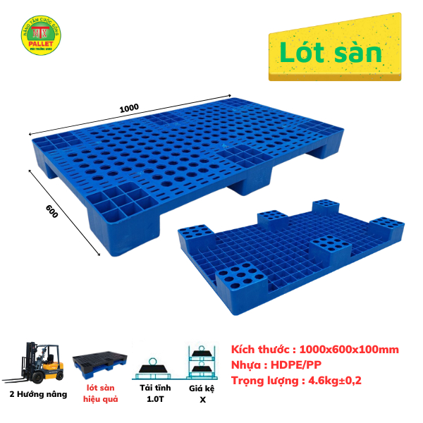 Pallet nhựa lót sàn dùng để kê hàng hóa, kho bãi, kê tủ lạnh đồ dùng ...