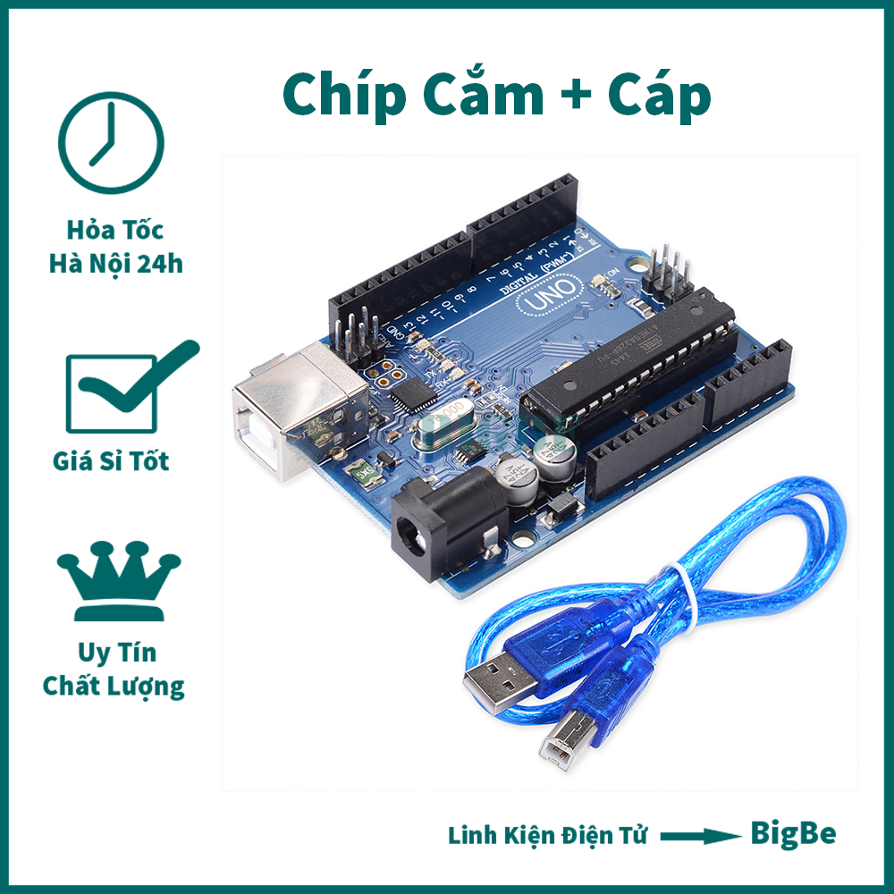 KIT Arduino Uno R3 Atmega 328P Chíp Cắm/Dán Có Kèm Dây Cáp | Shopee ...
