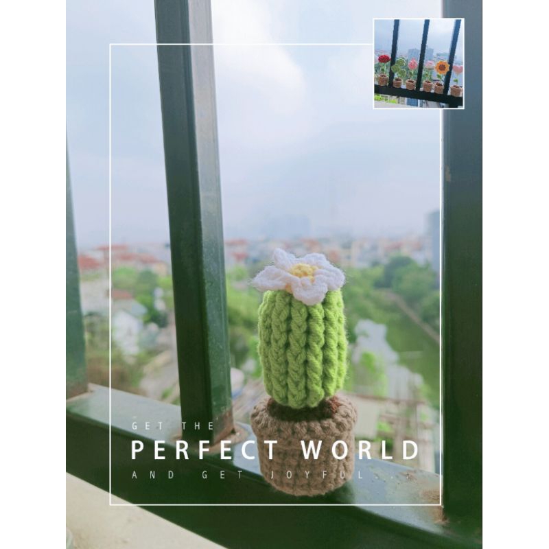 Chậu hoa mini bằng len, chậu hoa len Handmade để trang trí, làm quà ...