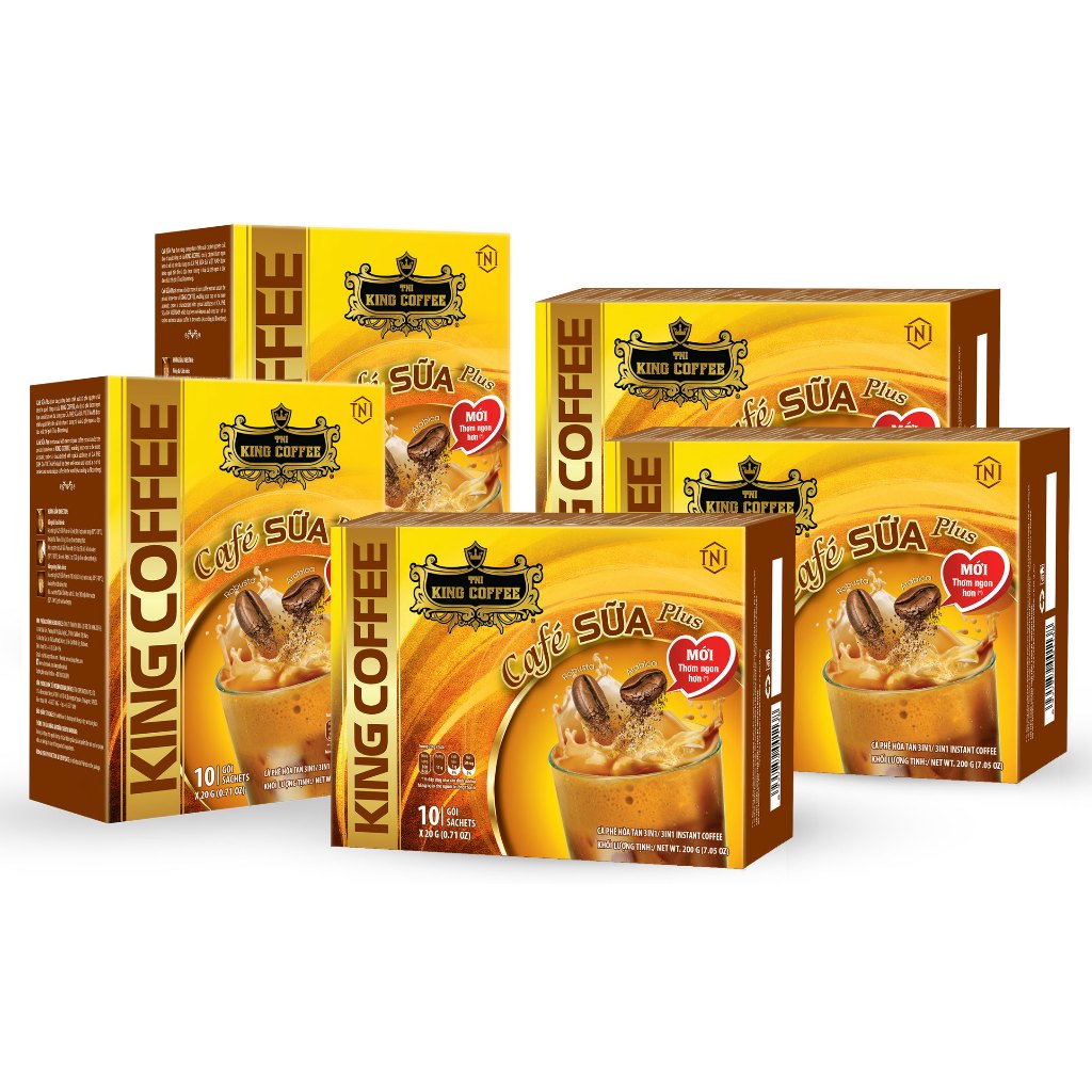 Combo 5 Cà Phê Sữa PLUS Hòa Tan 3in1 TNI KING COFFEE - Hộp 10 gói x 20g | Shopee Việt Nam