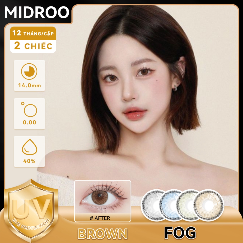 Midroo Lens 1 cặp (2 chiếc) Fog Kính áp tròng màu 0 Độ 14.0mm Sử dụng ...