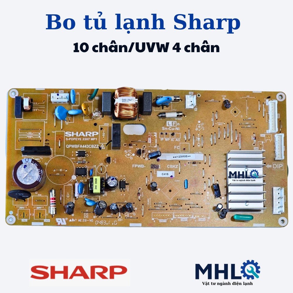 Bo tủ lạnh sharp 10 chân UVW 4 chân,bo mạch tủ lạnh sharp chính hãng ...