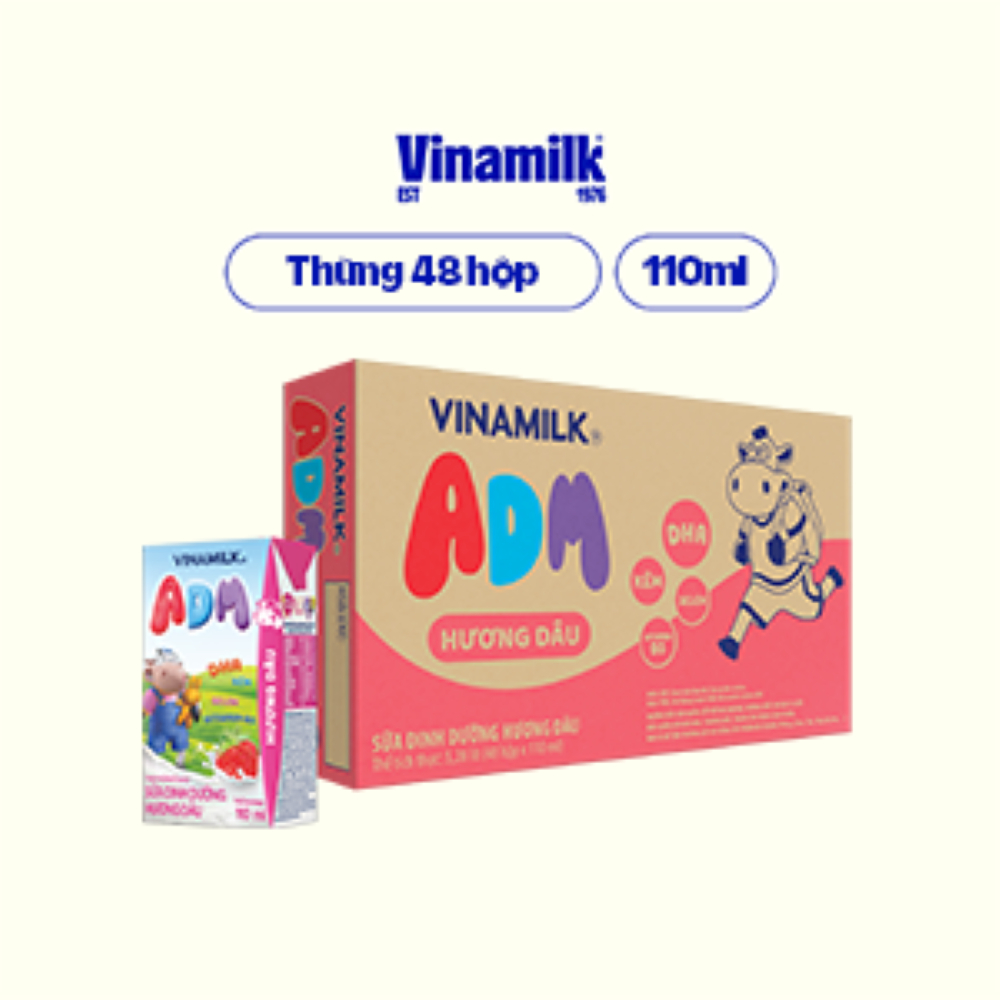 Thùng Sữa dinh dưỡng Vinamilk ADM Gold IQ Hương dâu Hộp 110ml - 48 hộp ...