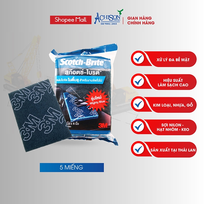 Nhám Bùi Nhùi 3M Scotch Brite Mighty Blue 11.5cm x 15.5cm | Shopee Việt Nam