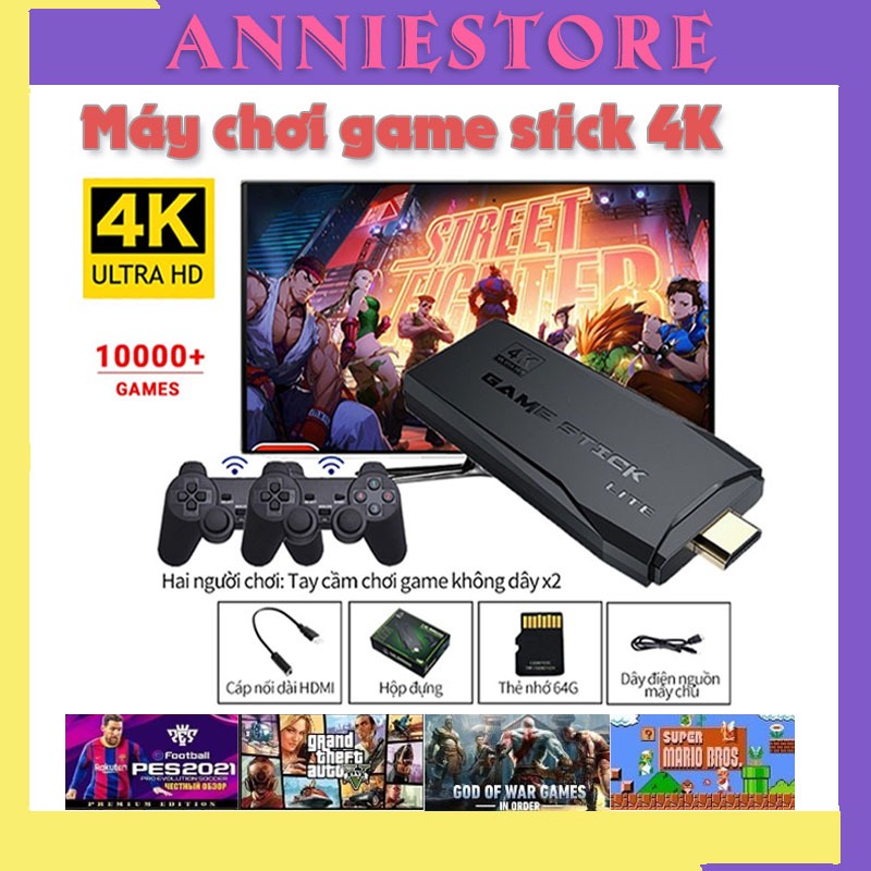 Game Stick 4K V2 PRO 2023 64GB,15.000 trò + 50 game mới tải thêm,Máy ...
