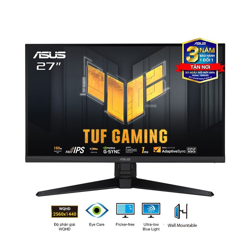 MÀN HÌNH GAMING ASUS TUF VG27AQ3A (27 INCH/QHD/IPS/180HZ/1MS/LOA) | Shopee Việt Nam