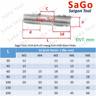 Bulong 2 đầu ren, Guzong Inox 304 M6 M8 INOX 304 | Shopee Việt Nam