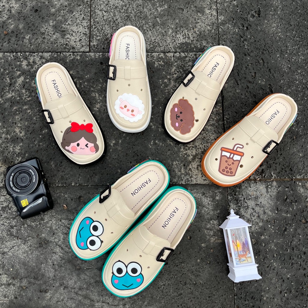 Jy381-C3 ( THỎ, ẾCH, TS,...) - Giày Lỗ Bao Đầu nữ đế dày mùa hè đế màu ...