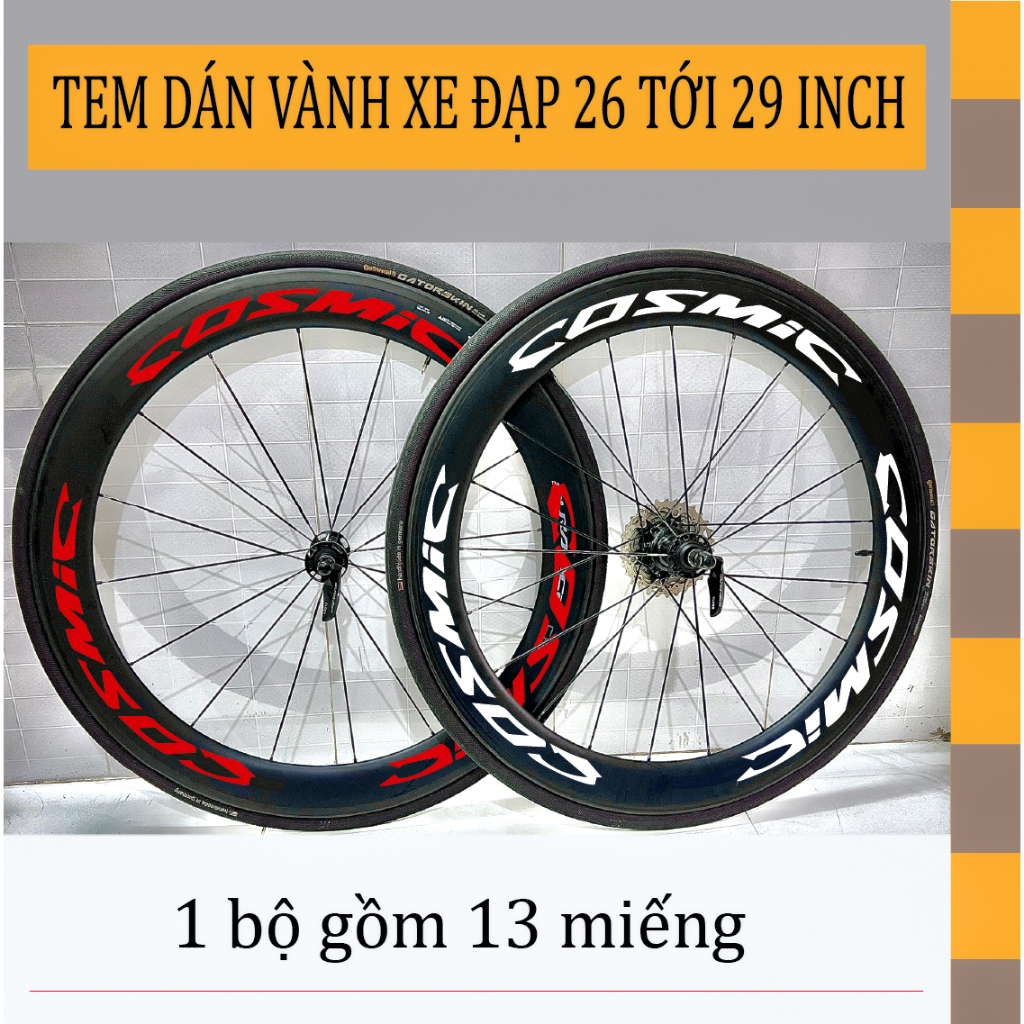1 BỘ (13 MIẾNG DÁN ) Tem dán vành mẫu COSMIC dán cho xe đạp 26inch,27 ...