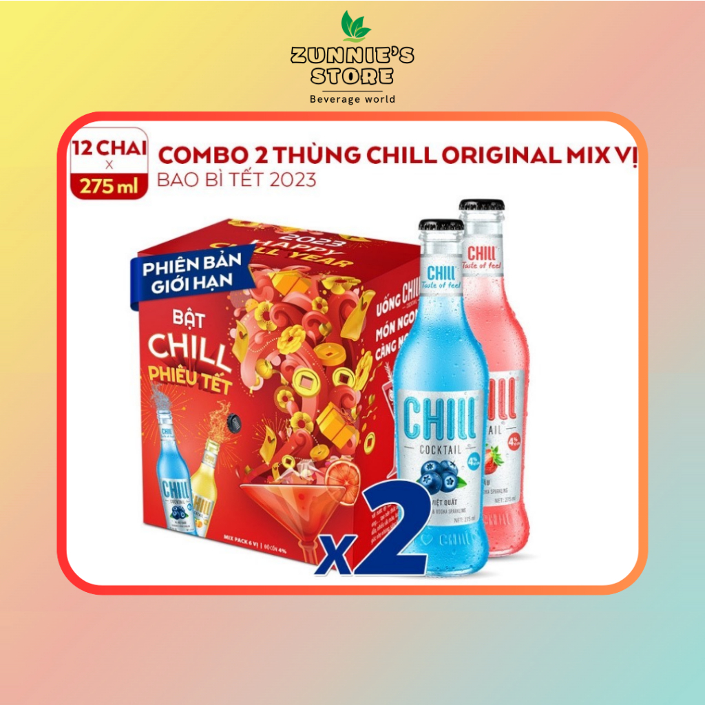 [Tặng kèm ly thuỷ tinh/Date 09/2024] COMBO 2 thùng Chill Cocktail ...