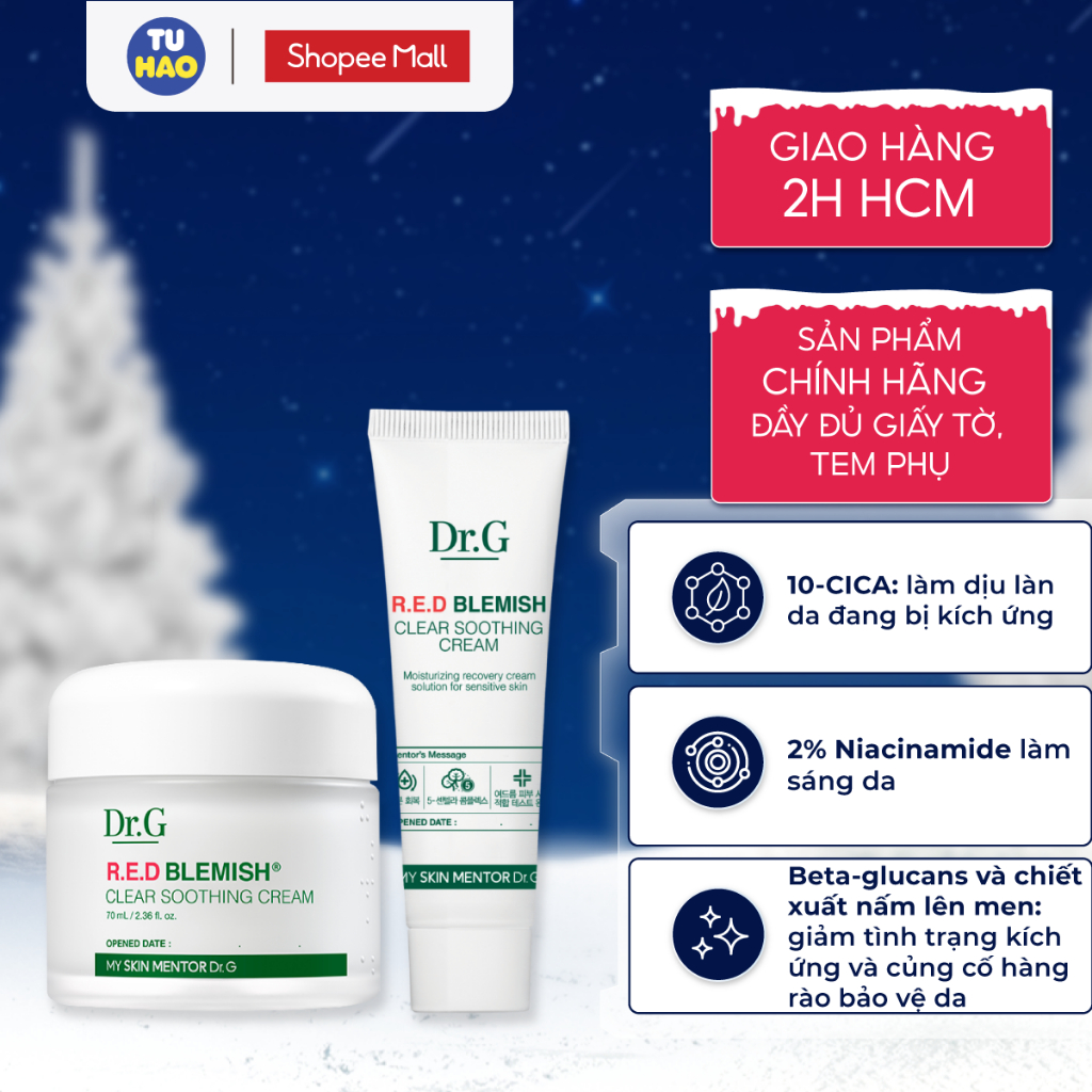 Kem dưỡng Dr.G R.E.D Blemish Clear Soothing Cream 30/70ml | Shopee Việt Nam