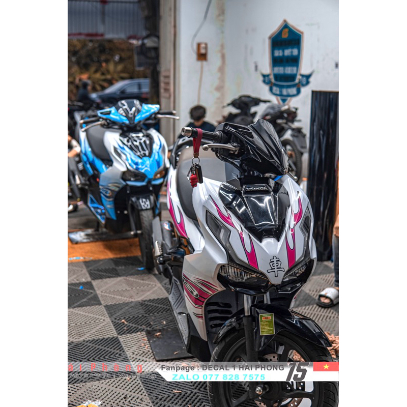Tem lửa xe AB (AirBlade) Decal dán xe cao cấp chống nước, bền màu ...
