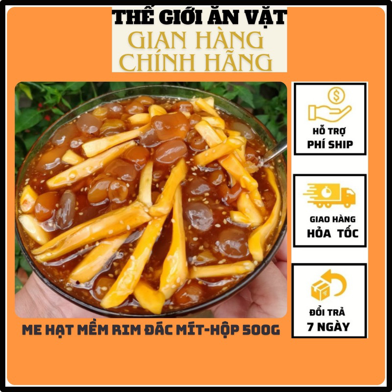 Hộp 550g ( kèm đậu phộng) Me hạt mềm rim hạt đác và mít nhà làm ...