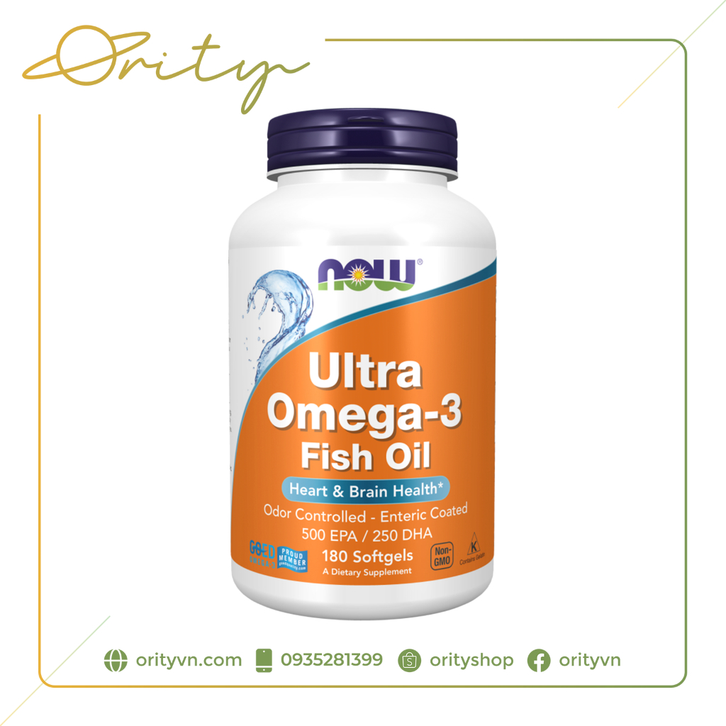 [Chính Hãng] Viên uống dầu cá Now Omega-3 Ultra Fish Oil 500 EPA 250 DHA bổ mắt, đẹp da, hỗ trợ ...
