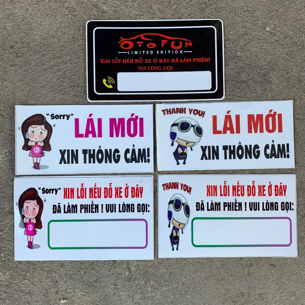 Miếng dán decal otofun "Xin lỗi đỗ xe ở đây đã làm phiền", lái mới xin ...