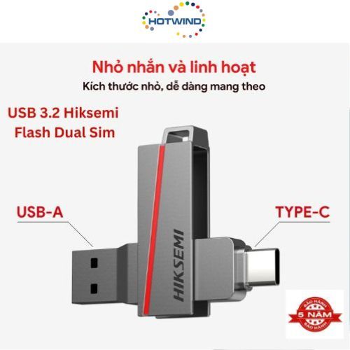 USB OTG 3.2 Hiksemi Flash Dual Slim 32GB 64GB 128GB 256GB Có 2 Đầu USB ...