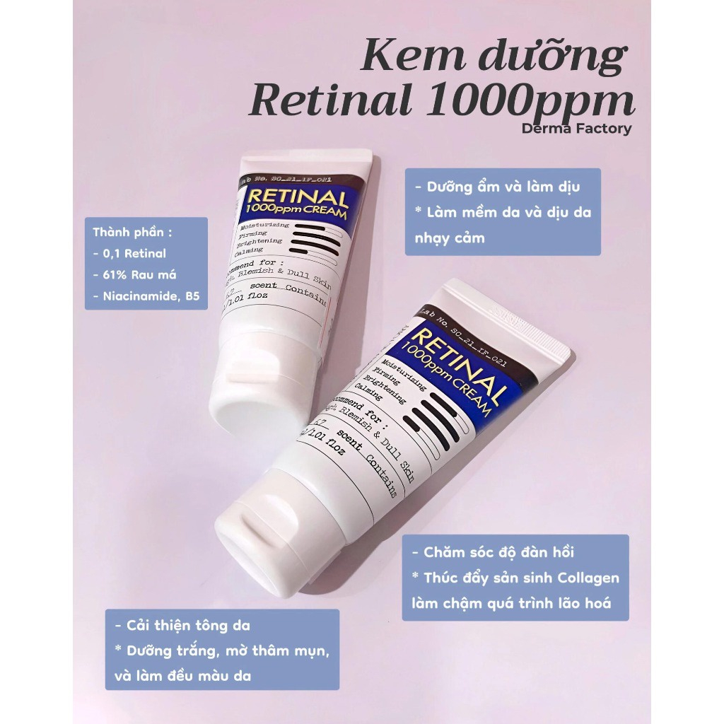 Kem Dưỡng Ban Đêm Chống Lão Hóa Derma Factory Retinal 1000ppm Cream ...
