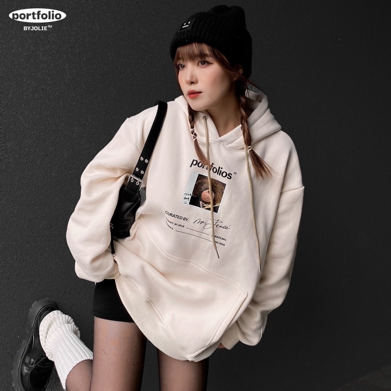 Áo Hoodie Portfolios Byjolievn Form Rộng Mũ Trùm 2 Lớp Vải Nỉ Bông - Áo ...