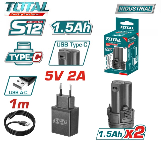 Pin 1.5Ah - 12V Total TBLI12153 - Phù hợp với những dòng máy dùng pin ...