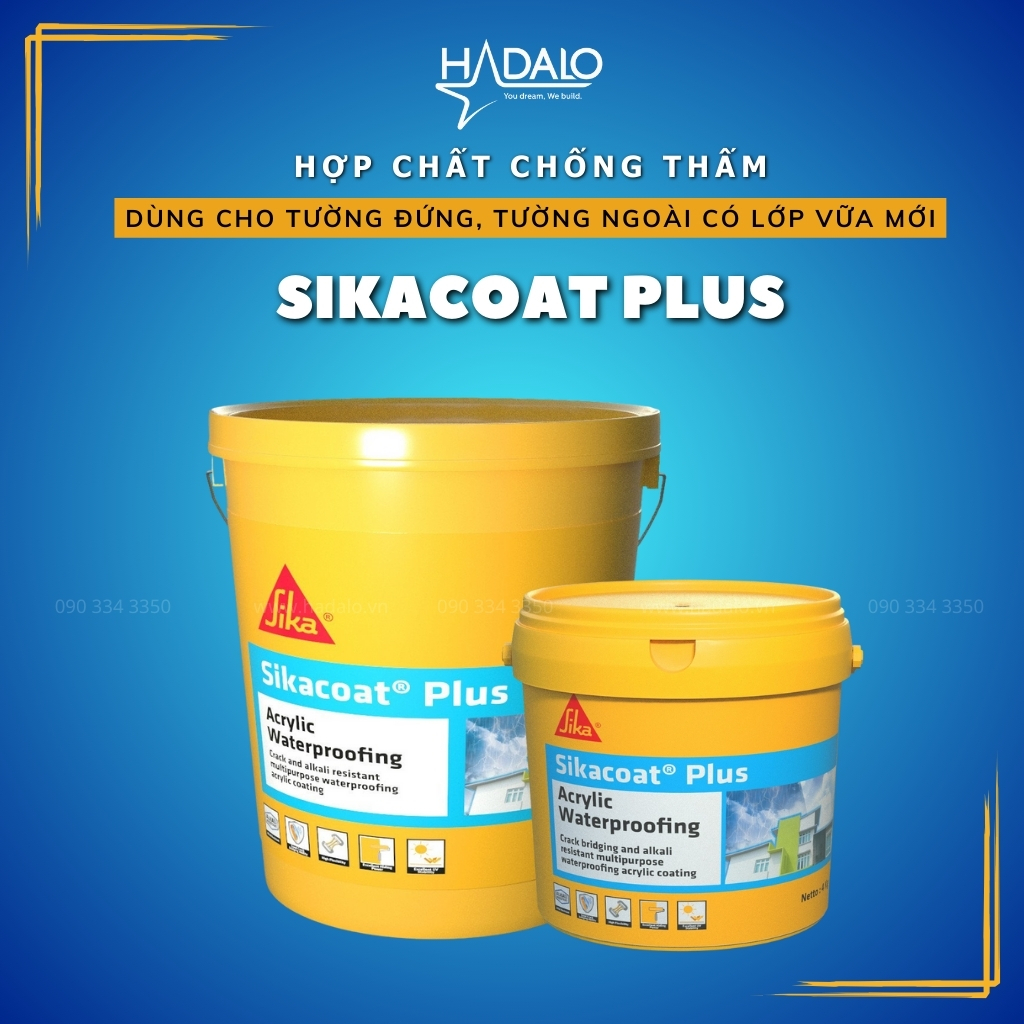 SikaCoat Plus - Chống thấm tường đứng, tường ngoài, phủ vết nứt – 4kg ...