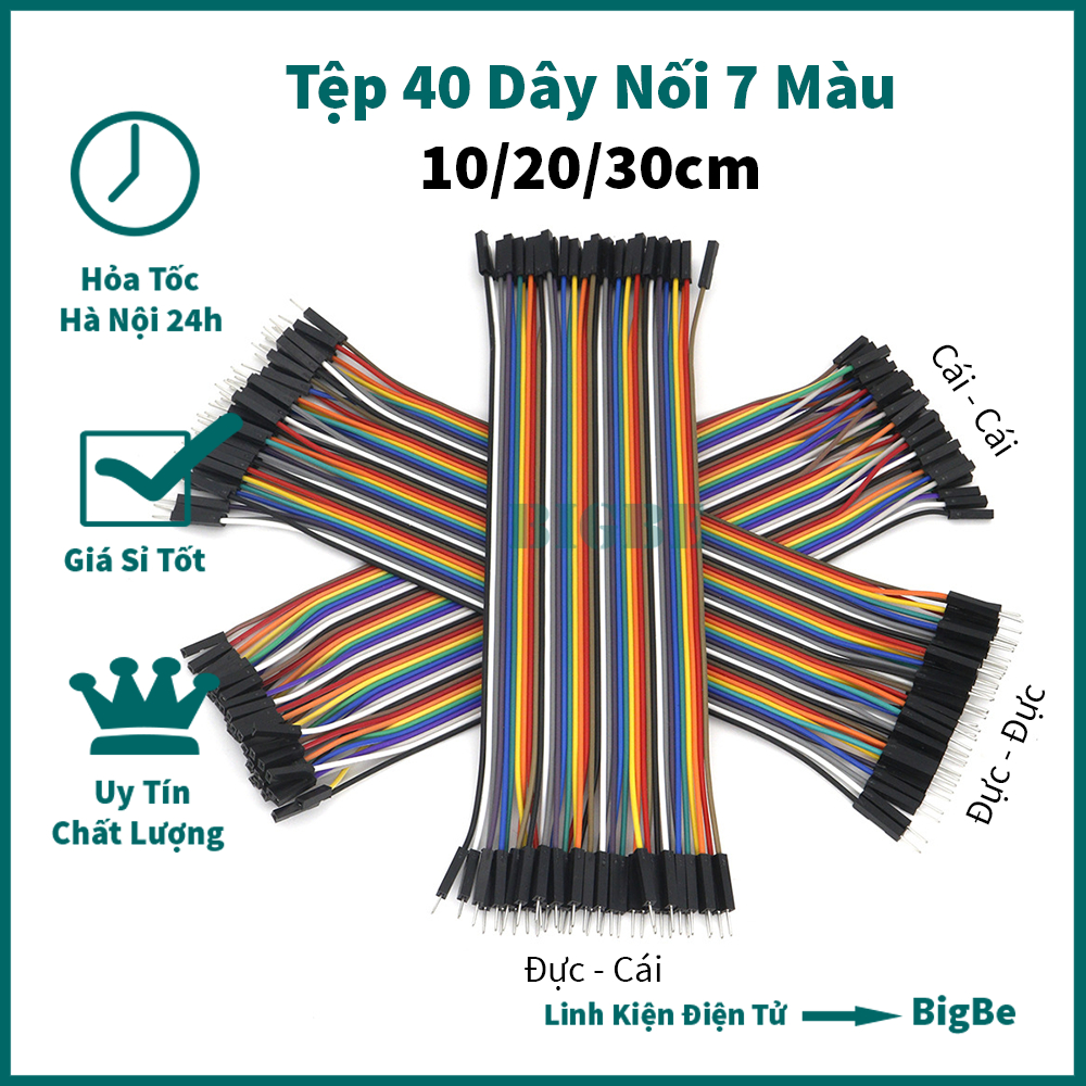 Bộ Dây Nối 40P 7 Màu Đực-Đực, Đực-Cái, Cái-Cái 10cm, 20cm, 30cm - Test ...