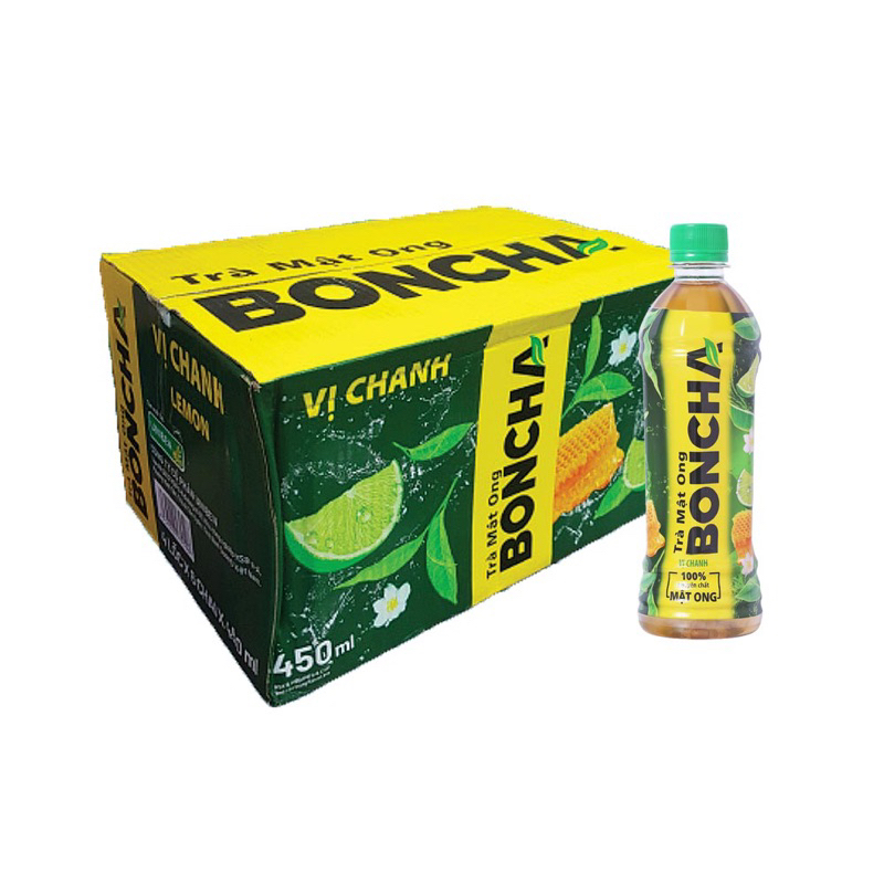 Thùng trà mật ong Boncha vị chanh 24 chai 450ml | Shopee Việt Nam