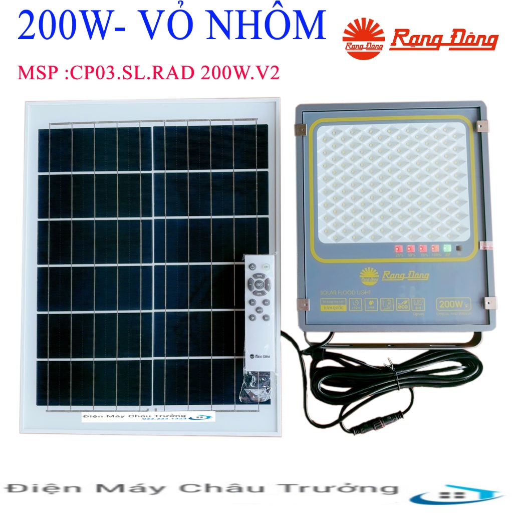 Đèn năng lượng mặt trời Rạng đông 200W CP03.SL.RAD.V2 MẪU MỚI VỎ NHÔM [ BẢO HÀNH CHÍNH HÃNG 2 ...