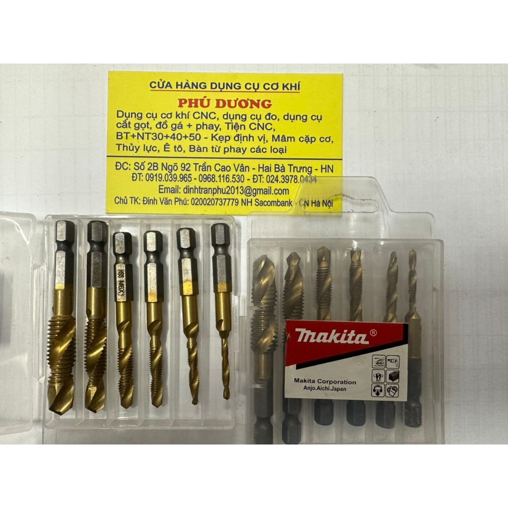 Mũi khoan Taro tạo ren trong bộ 6 mũi M3 M4 M5 M6 M8 M10 HSS cứng inox ...