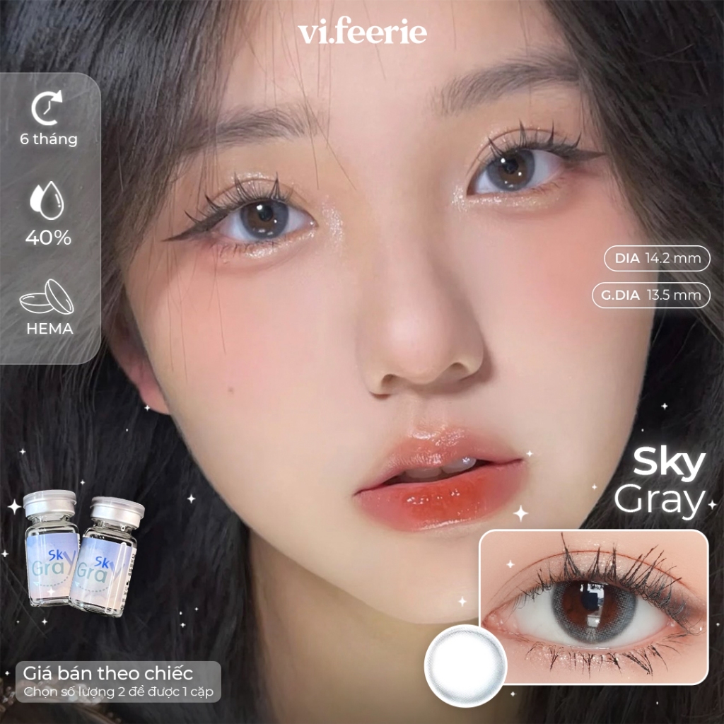 Kính áp tròng (lens) xám ánh xanh trời Sky Gray I-One Lens full độ-VF ...