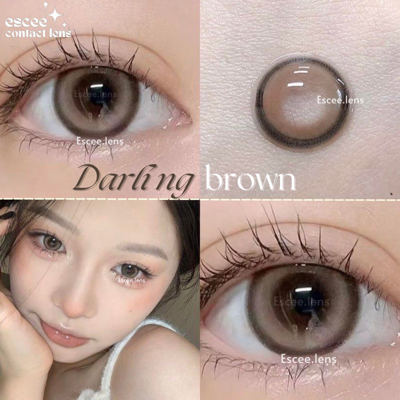 1 Cặp Lens kính áp tròng Darling Brown - nâu sáng Douyin có nhũ giãn ...