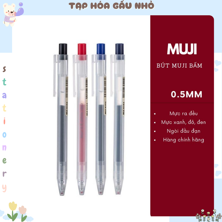 Bút Muji bấm mực xanh, đỏ, đen, bút gel muji chính hãng | Shopee Việt Nam