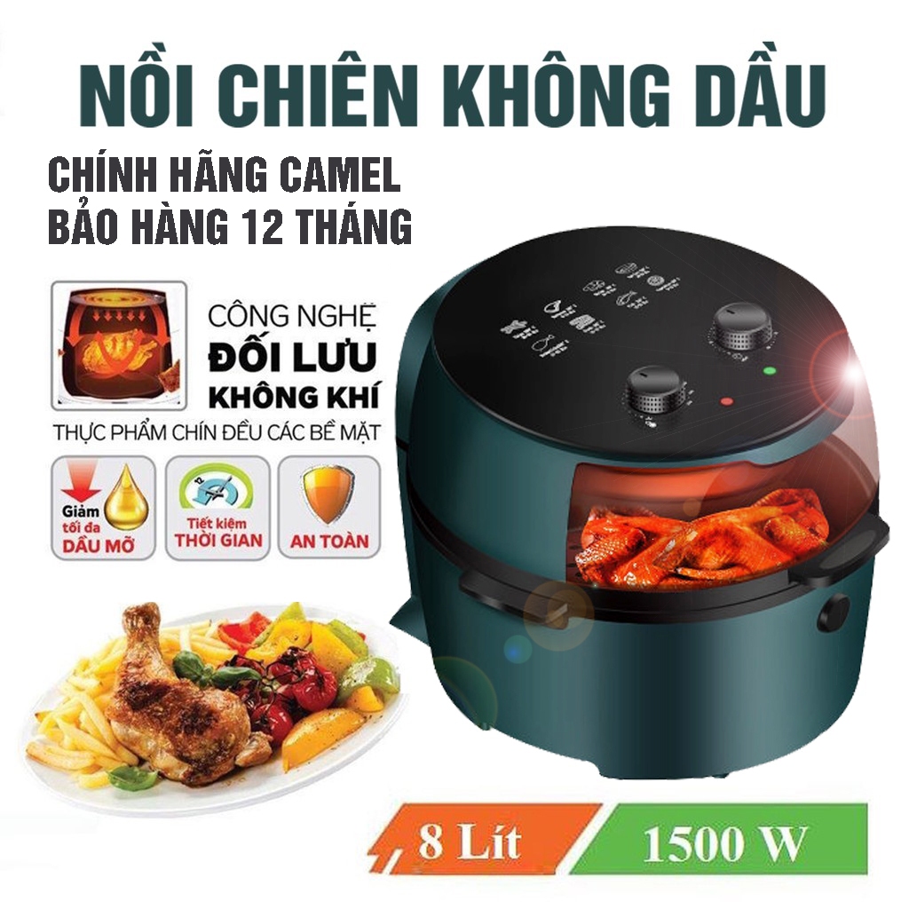 Nồi Chiên Không Dầu Nắp mở 9L - CHÍNH HÃNG CAMEL - núm vặn cơ - bh 24 ...