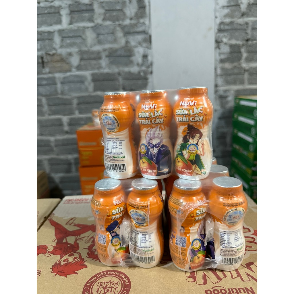Lốc Sữa Lắc Trái Cây Nuvi Hương Cam Chai 80ml x 6 chai | Shopee Việt Nam