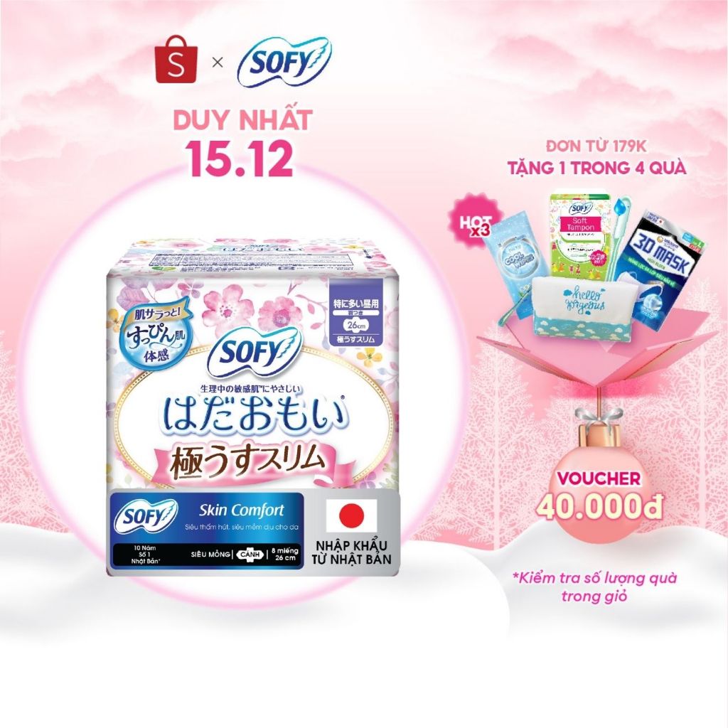 Băng vệ sinh Sofy Skin Comfort Ultra Thin 26cm có cánh 8M | Shopee Việt Nam
