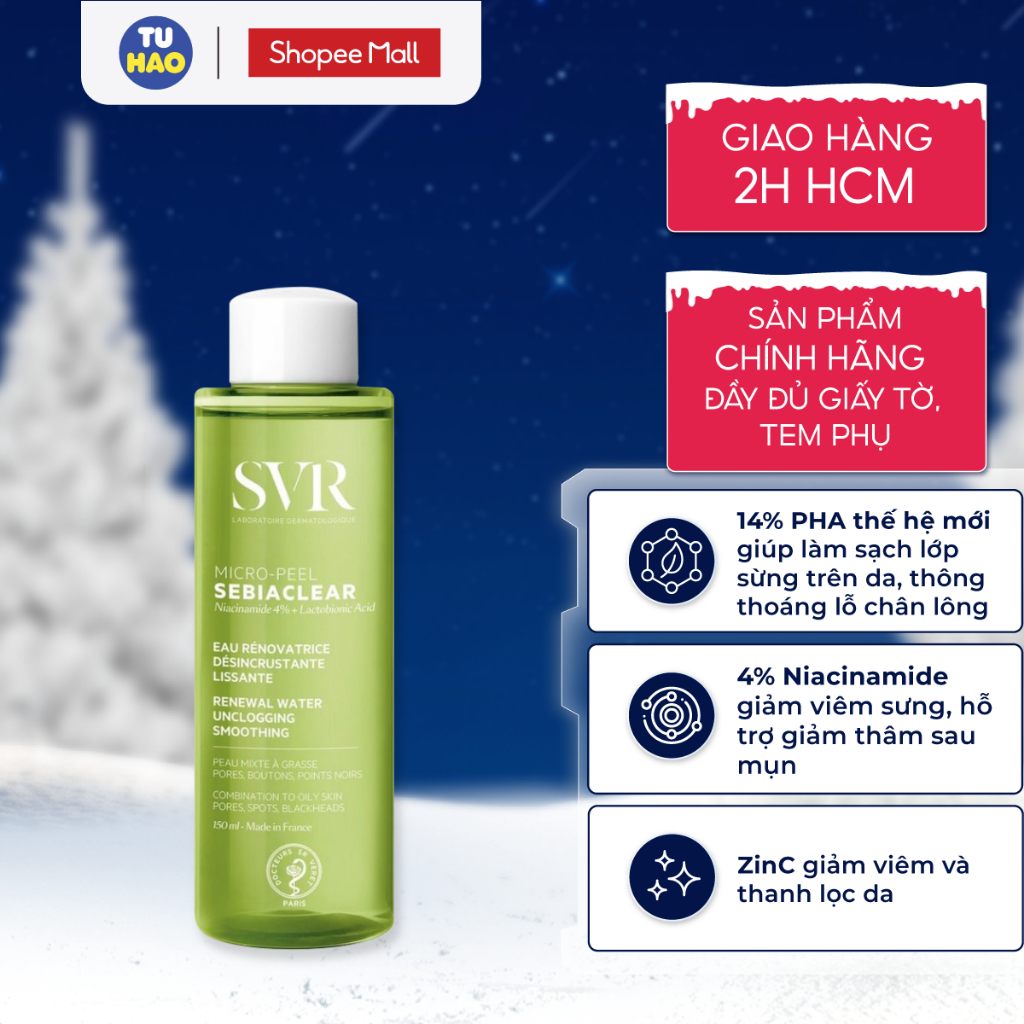 Toner SVR Sebiaclear Micro Peel nước cân bằng da dầu, mụn 150ml ...