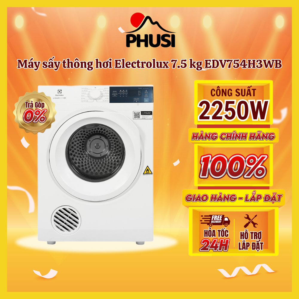 [EDV754H3WB] - [MIỄN PHÍ GIAO LẮP] - Máy sấy thông hơi Electrolux 7.5 ...