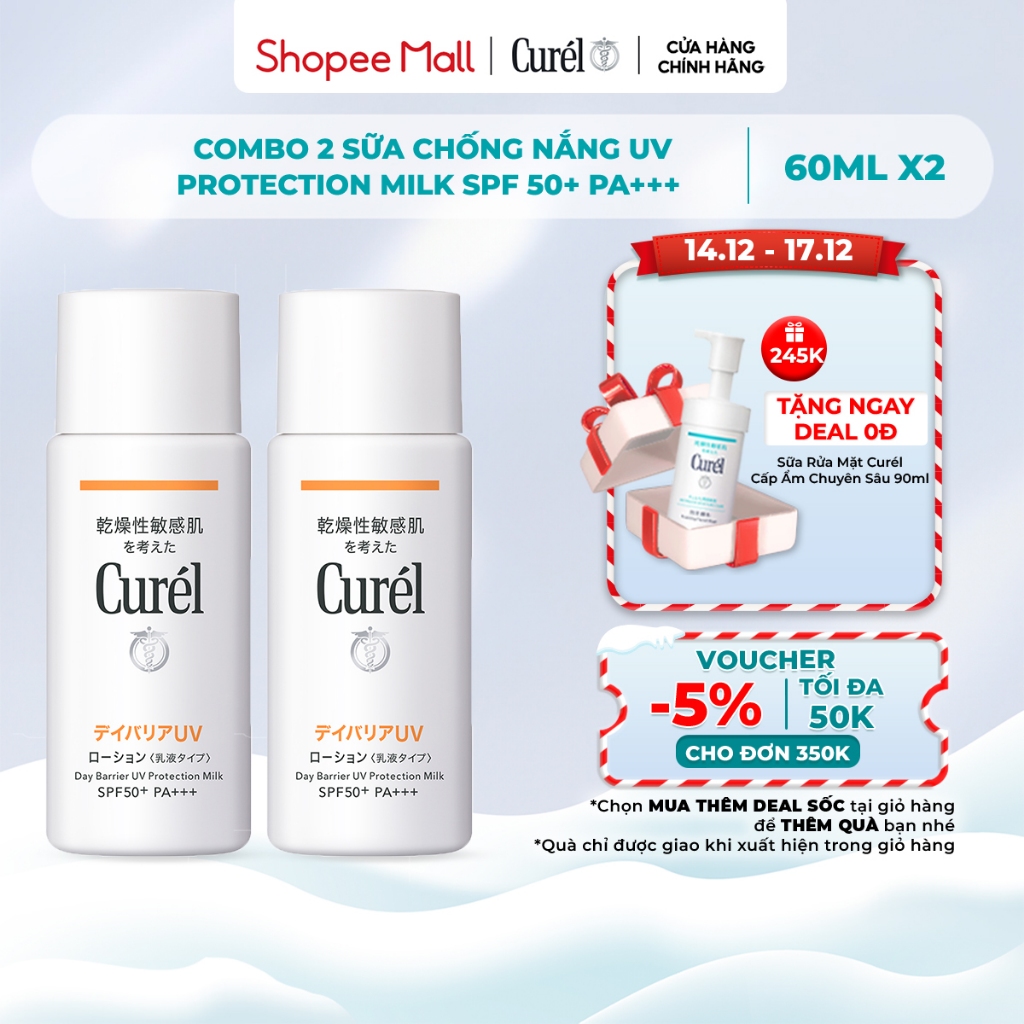 Combo 2 Sữa chống nắng Curél UV Protection Milk SPF 50+ PA+++ 60ml | Shopee Việt Nam